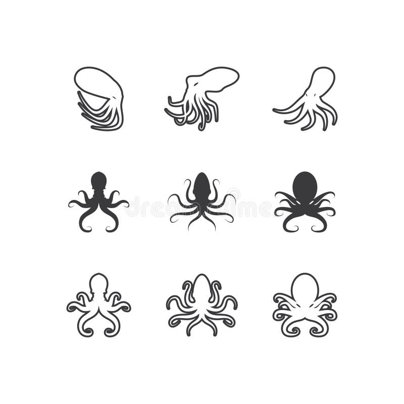 Octopus Icon and Symbol Vector Template Illustration Stock Illustration ...