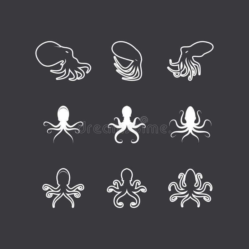 Octopus Icon and Symbol Vector Template Illustration Stock Illustration ...