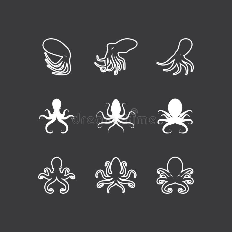Octopus Icon and Symbol Vector Template Illustration Stock Illustration ...