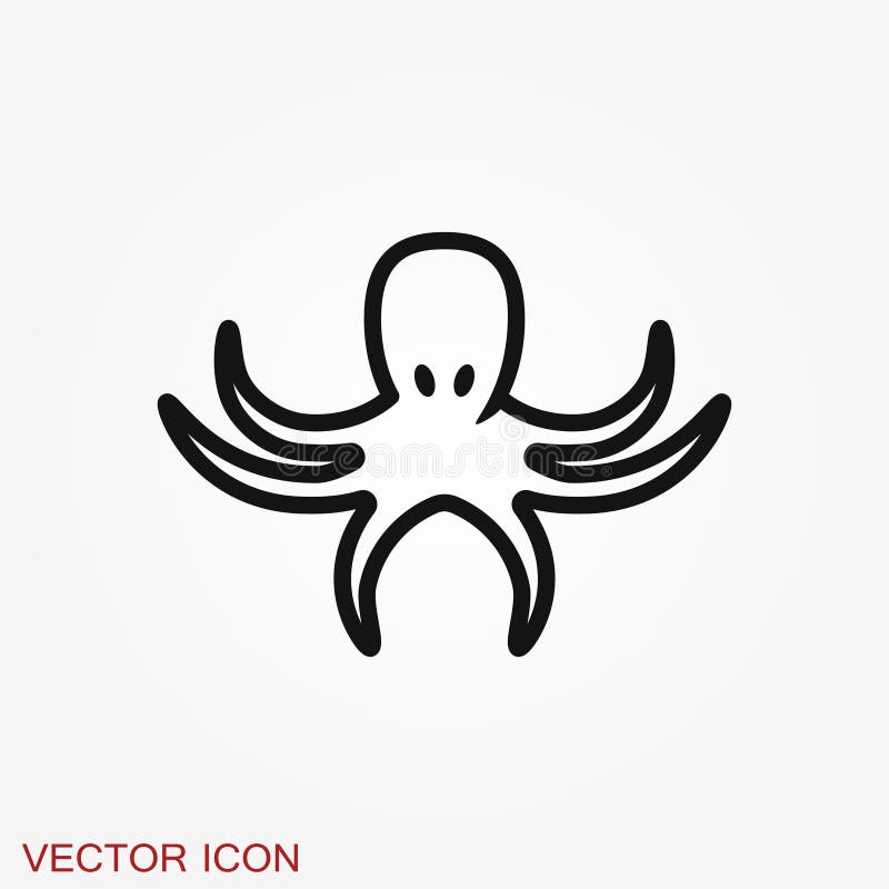 Octopus Icon. Vector of an Octopus Design on White Background. Aquatic ...