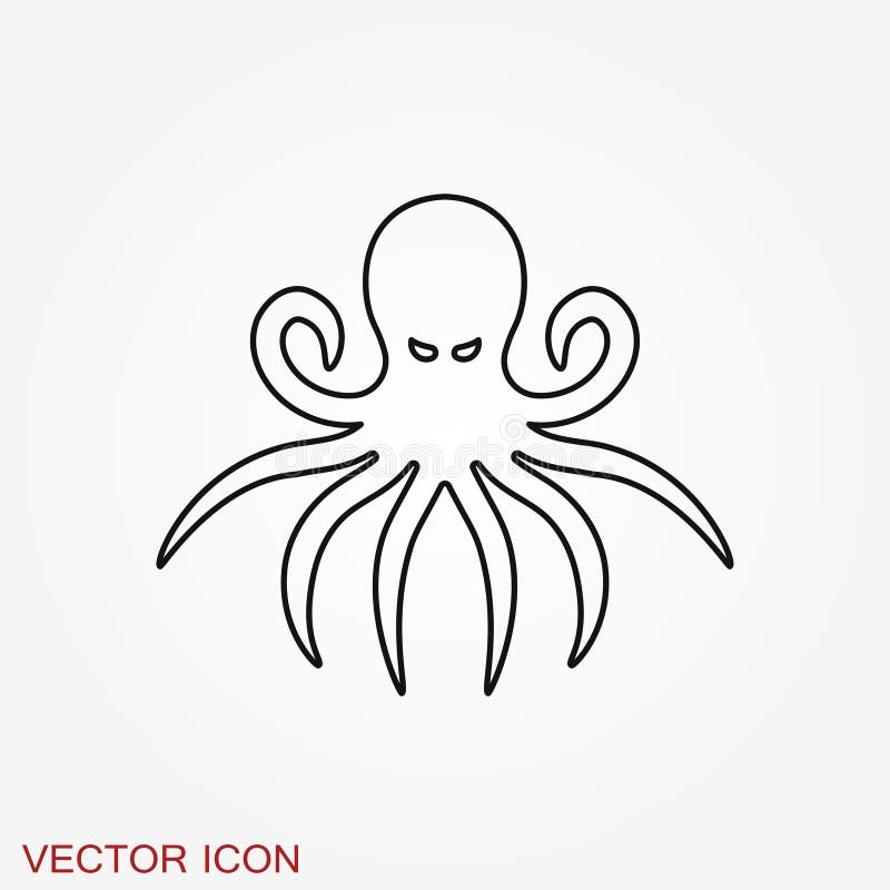 Octopus Icon. Vector of an Octopus Design on White Background. Aquatic ...