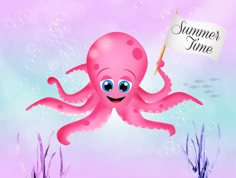 Octopus on the beach stock illustration. Illustration of sealife - 42129435