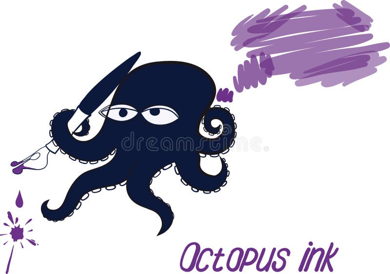 Octopus and ink stock vector. Illustration of graphic - 53249721