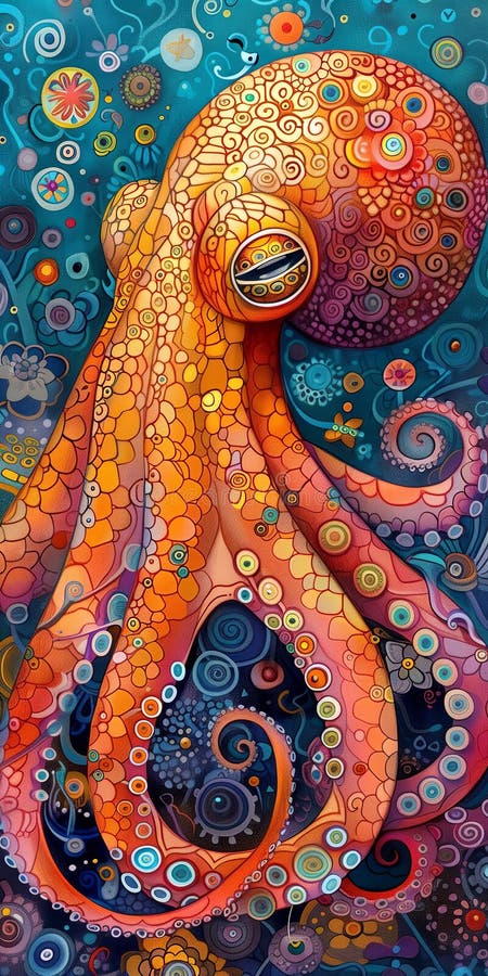 An Octopus that is Inside a Painting with a Person S Hands on the ...