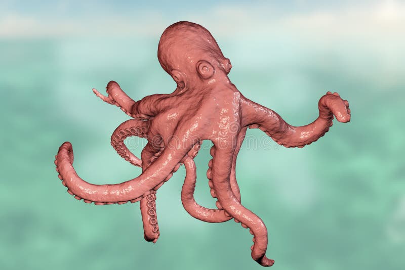 Octopus inside water stock illustration. Illustration of character ...
