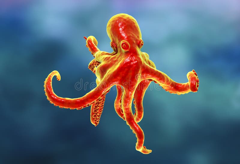Octopus inside water stock illustration. Illustration of fish - 92314327