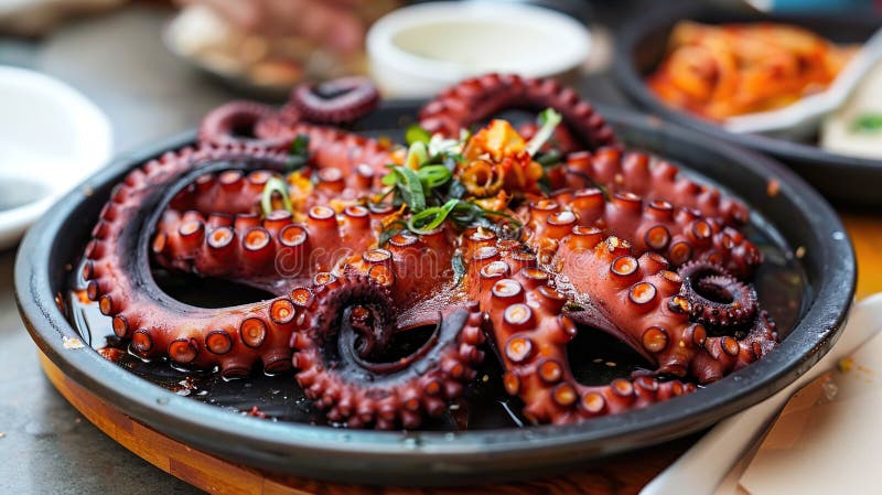 Octopus Korean Food with Seafood. Generative Ai Stock Illustration ...