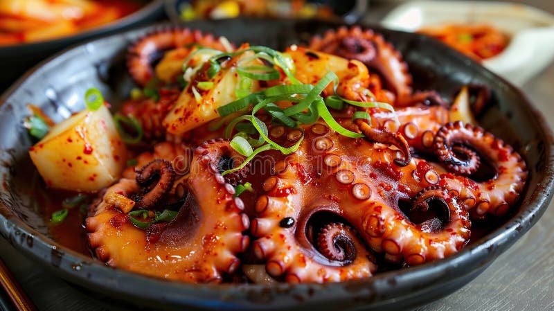 Octopus Korean Food with Seafood. Generative Ai Stock Illustration ...
