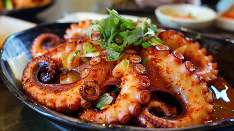 Octopus Korean Food with Seafood. Generative Ai Stock Illustration ...