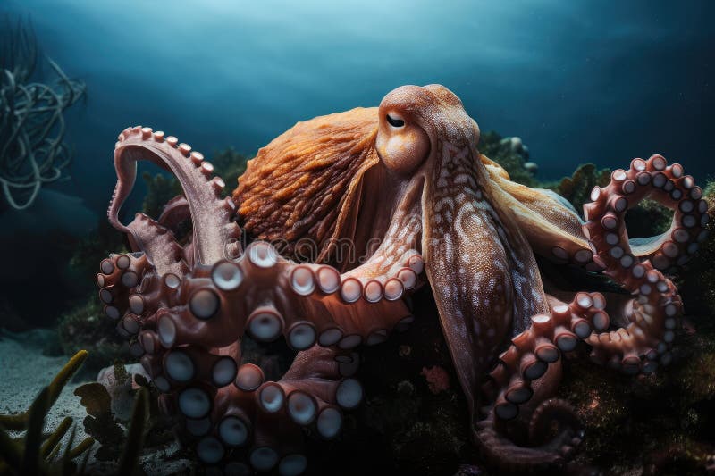 Octopus Kraken Devouring Its Prey, into with Its Powerful Tentacles ...