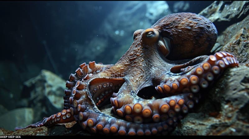 An Octopus is Laying on a Rock with Its Tentacles Out, AI Stock Photo ...