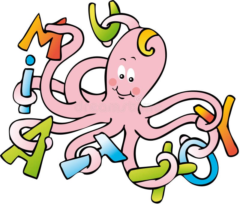 Octopus letters stock illustration. Illustration of literature - 12129454