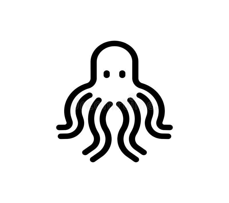 Octopus Linear Symbol Icon. Sea Animal Line Sign Stock Vector ...