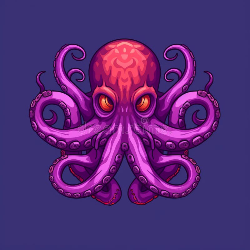 Octopus Logo 2D Digital Illustration Stock Illustration - Illustration ...