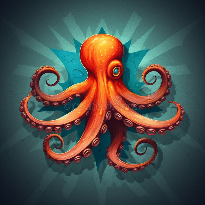 Octopus Logo 2D Digital Illustration Stock Illustration - Illustration ...