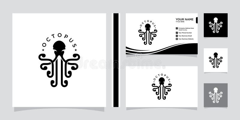 Octopus Logo, Simple Octopus Vector Logo Design with Business Card ...