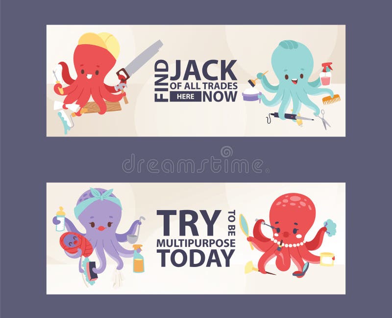 Multitasking Octopus Holding Different Letters Stock Vector ...