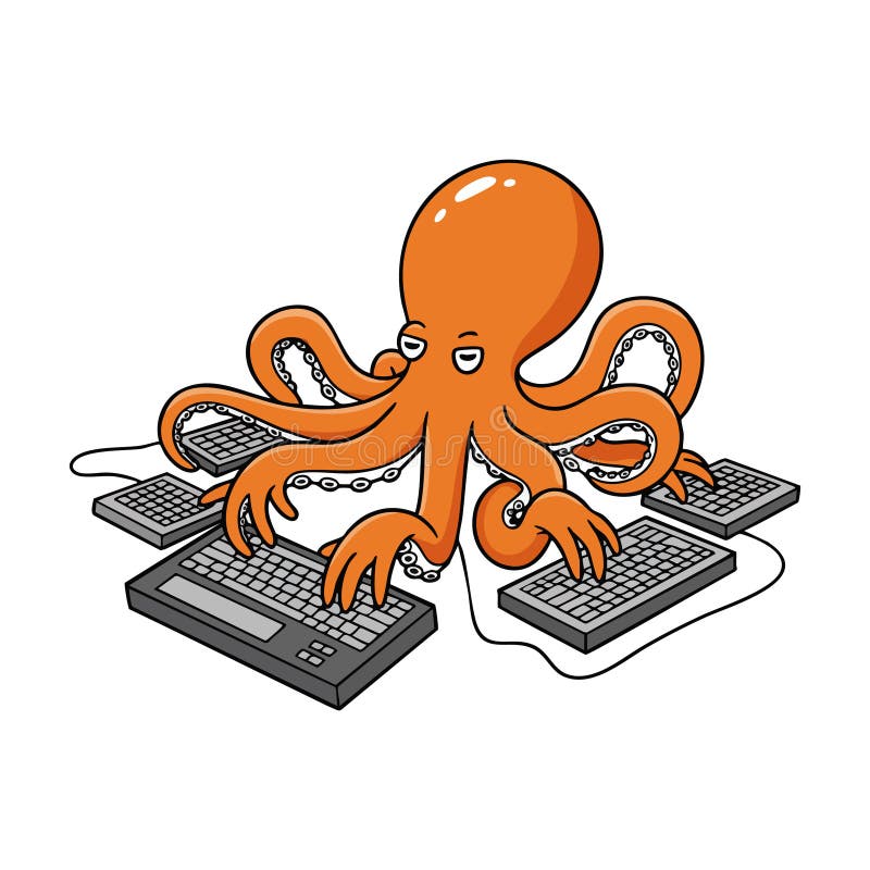 Multitasking Octopus Holding Different Letters Stock Vector ...