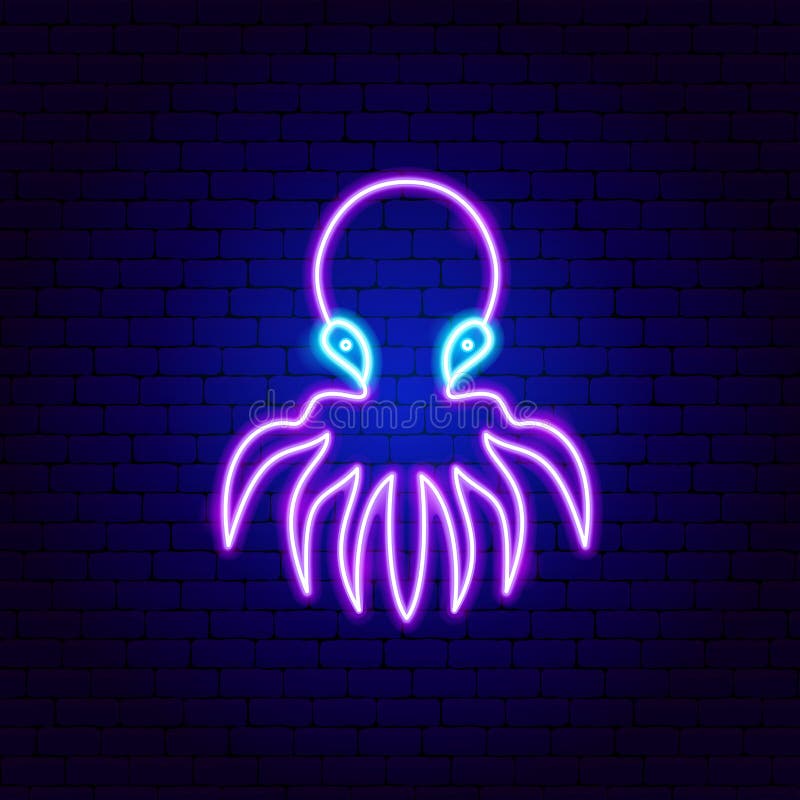 Octopus Neon Sign stock vector. Illustration of splash - 208514306