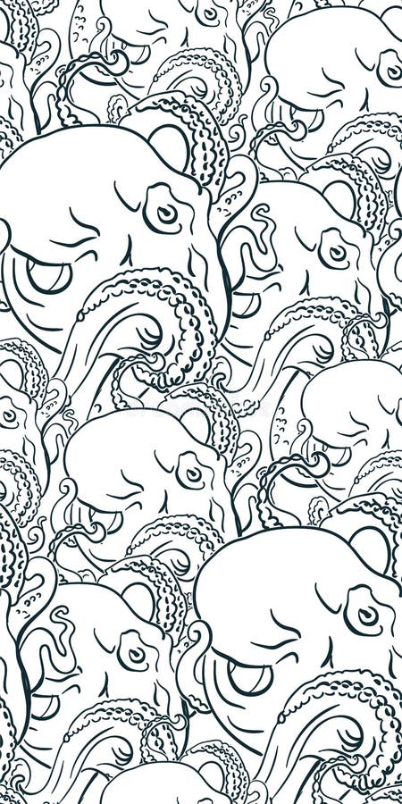 Octopus Oriental Japanese Chinese Vector Design Seamless Pattern Stock ...