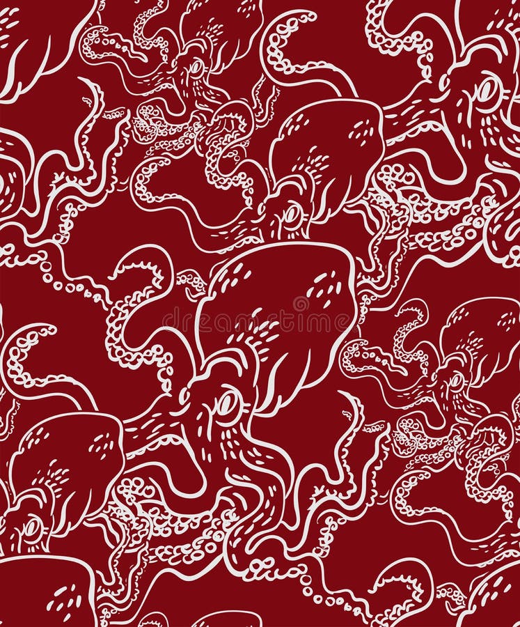 Octopus Oriental Japanese Chinese Vector Design Seamless Pattern Stock ...