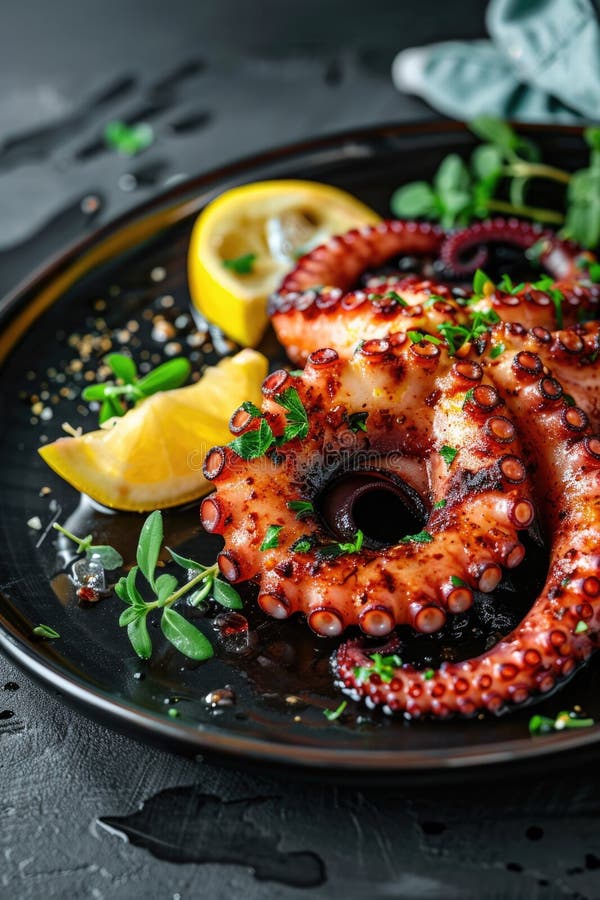 Octopus on a Plate stock photo. Image of texture, food - 366654704