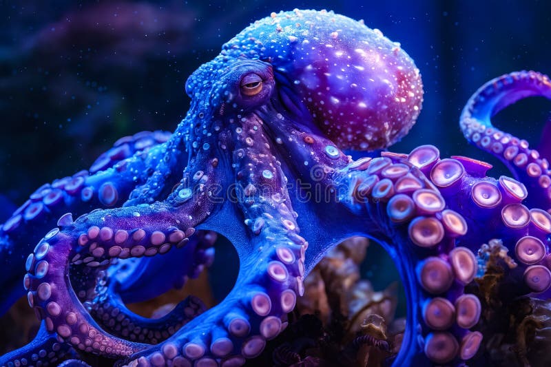An Octopus with Purple Tentacles and Tentacles. Generative AI Stock ...