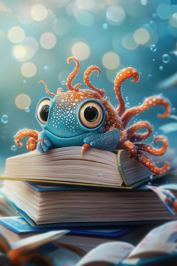 An Octopus is Reading a Book with Interest, Suggesting a Curiosity ...