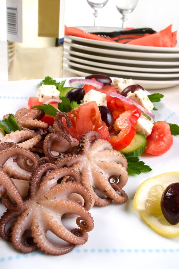 Octopus in red wine stock photo. Image of animals, cheese - 9068420
