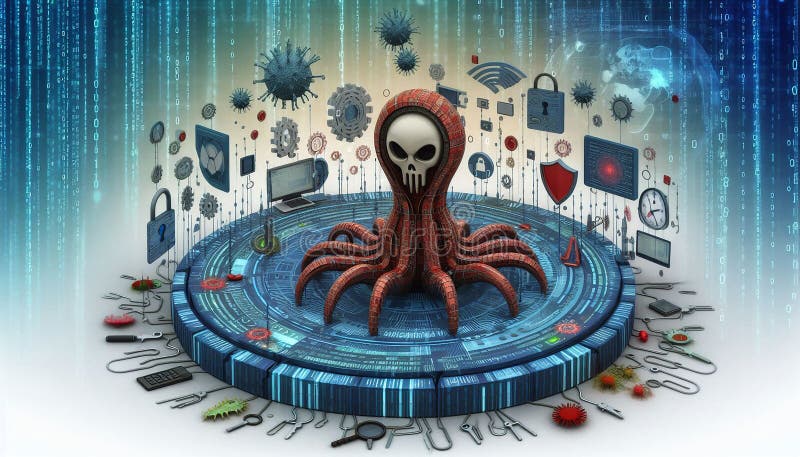 Octopus Representation of Cyber Threats and Malware Risks Stock ...