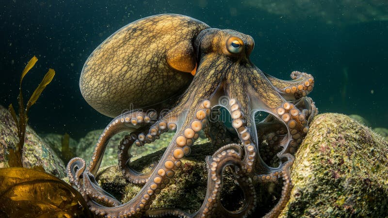 An Octopus Rests on Rocks in the Ocean Stock Photo - Image of world ...