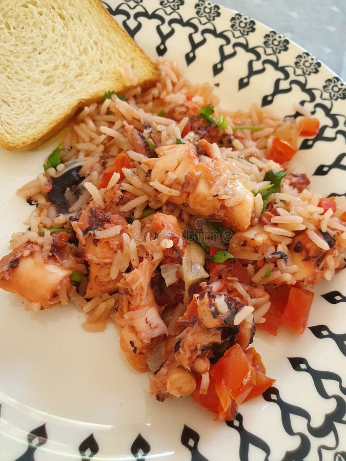 Octopus rice stock photo. Image of cuisine, parsley - 159711308