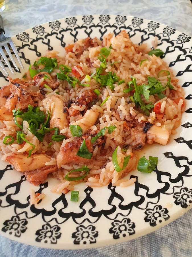 Octopus rice stock photo. Image of cuisine, parsley - 159711308