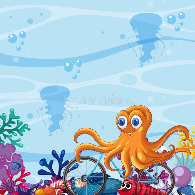 Octopus riding a bicycle stock vector. Illustration of animals - 354925970
