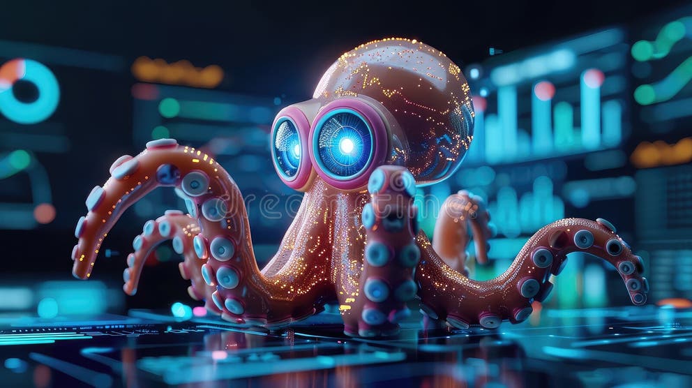 Octopus Robot: Internet Technology Tools for SEO Stock Illustration ...