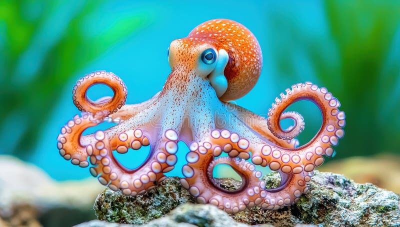 Octopus on a Rock Underwater. Octopus Vulgaris, Common Octopus Stock ...