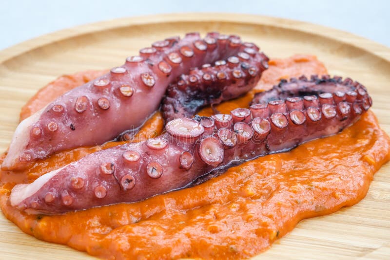 Octopus with romesco sauce stock image. Image of diet - 248335051