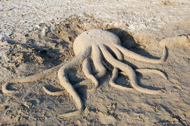 Octopus Sand Sculpture stock image. Image of leisure - 75157693