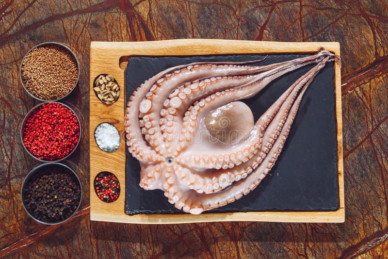 Octopus. Seafood in the Restaurant. Octopus is Prepared in the ...