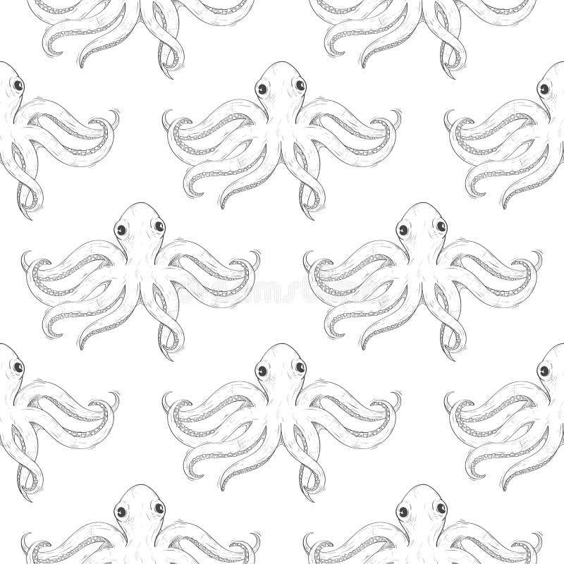 Octopus. Seamless pattern stock vector. Illustration of symbol - 117212025