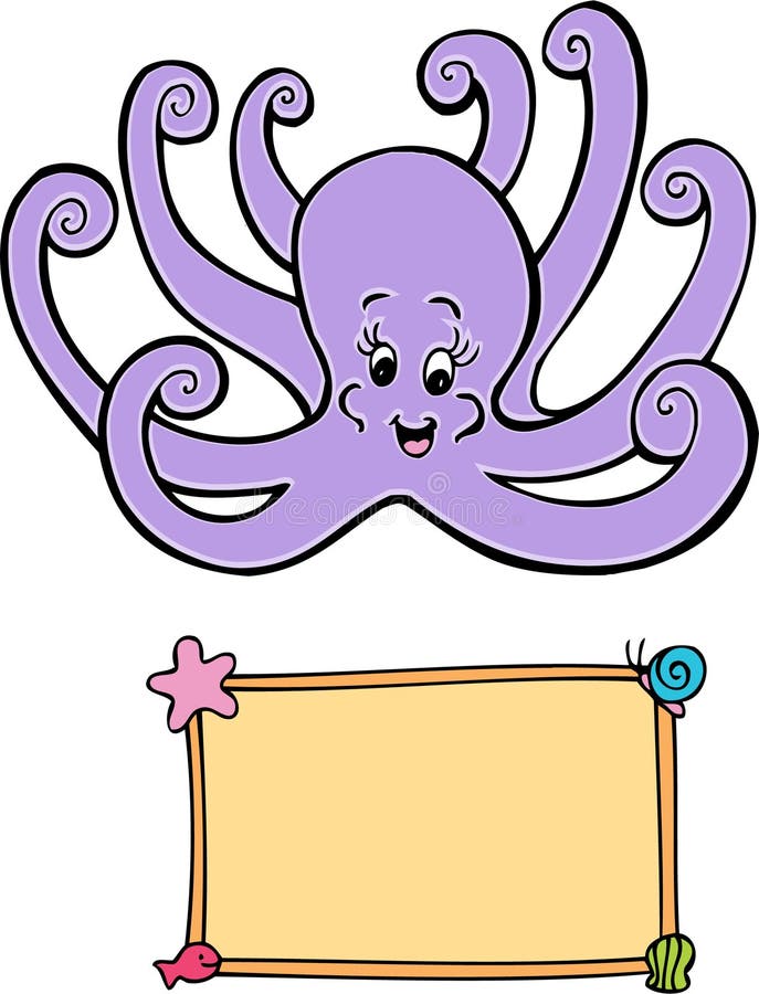 Octopus holding a sign stock vector. Illustration of marine - 25223725