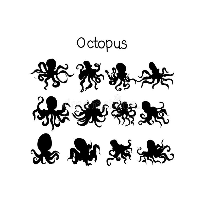 Octopus Silhouette Free Vector Illustration Stock Vector - Illustration ...
