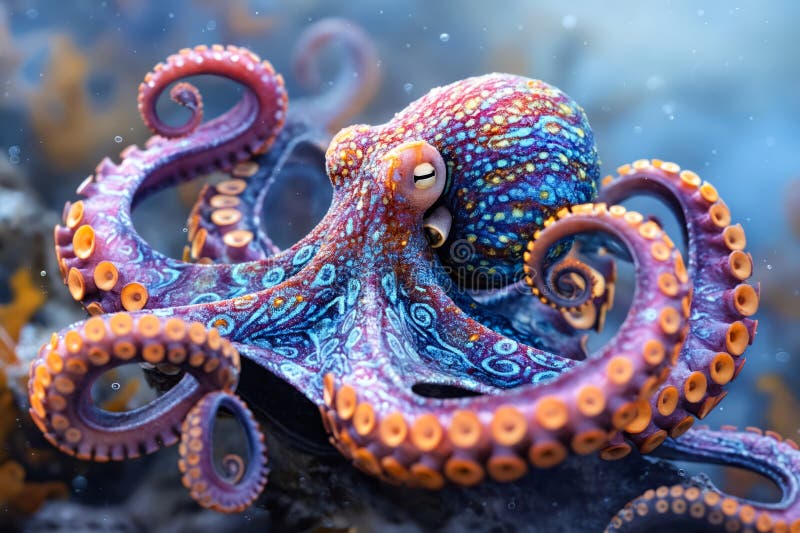 An Octopus is Sitting on a Rock in the Ocean. Generative AI Stock ...