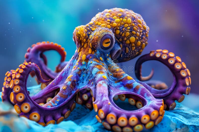 An Octopus is Sitting on a Rock in the Ocean. Generative AI Stock ...