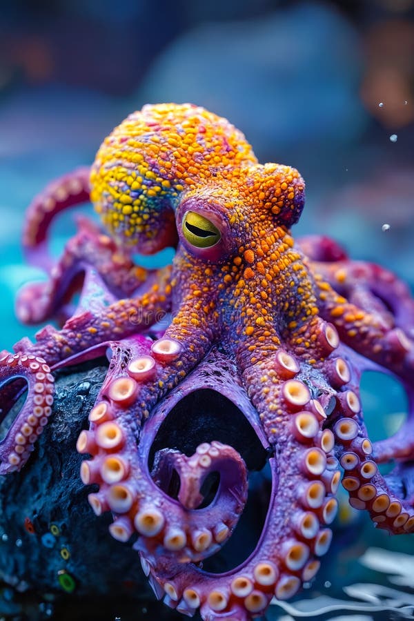 An Octopus is Sitting on a Rock in the Water. Generative AI Stock Photo ...