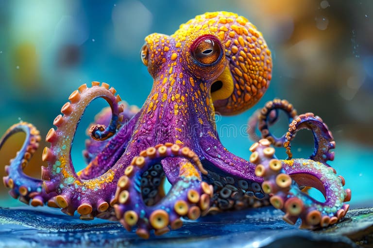 An Octopus is Sitting on a Rock in the Water. Generative AI Stock Image ...