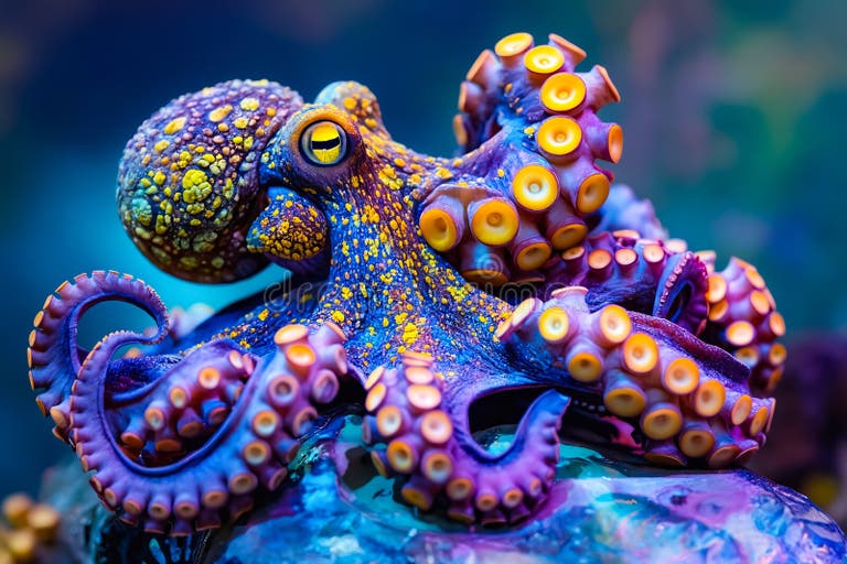 An Octopus is Sitting on Top of a Rock in an Aquarium. Generative AI ...