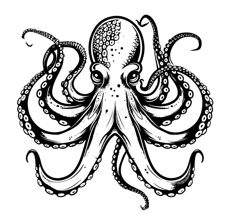Octopus sketch. Hand drawn stock vector. Illustration of octopus ...