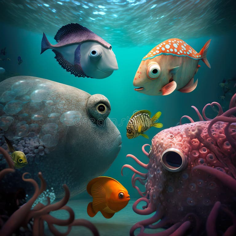 An Octopus, Squid and Perch are Talking at the Bottom of the Ocean ...