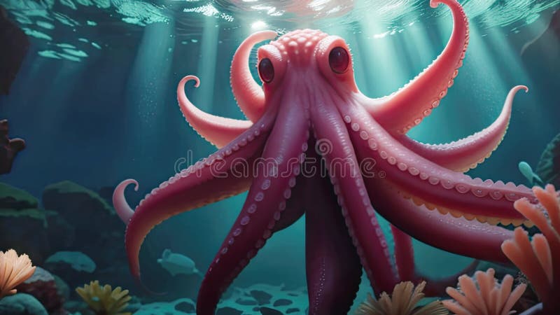 Octopus Squirming through a Reef in the Ocean. Generative AI Stock ...